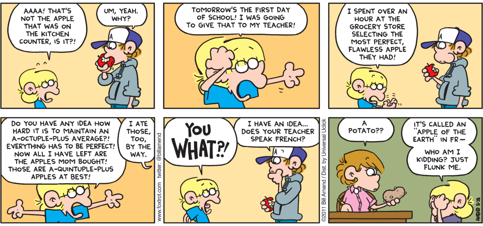 "Pomme de Terre" | Teacher - School | FoxTrot Comics by Bill Amend