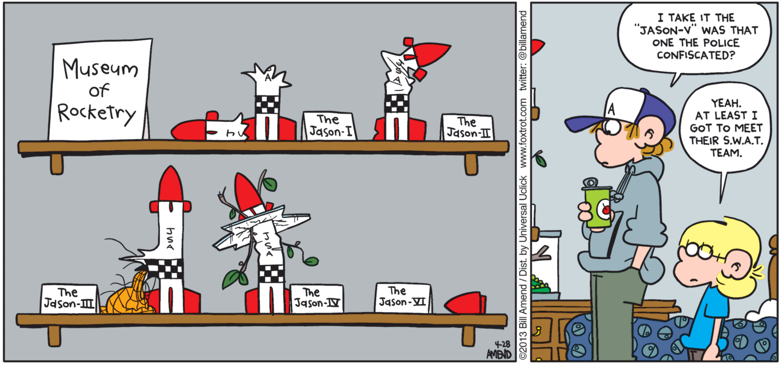 "Held As Evidence" | Rocketry | FoxTrot Comics by Bill Amend