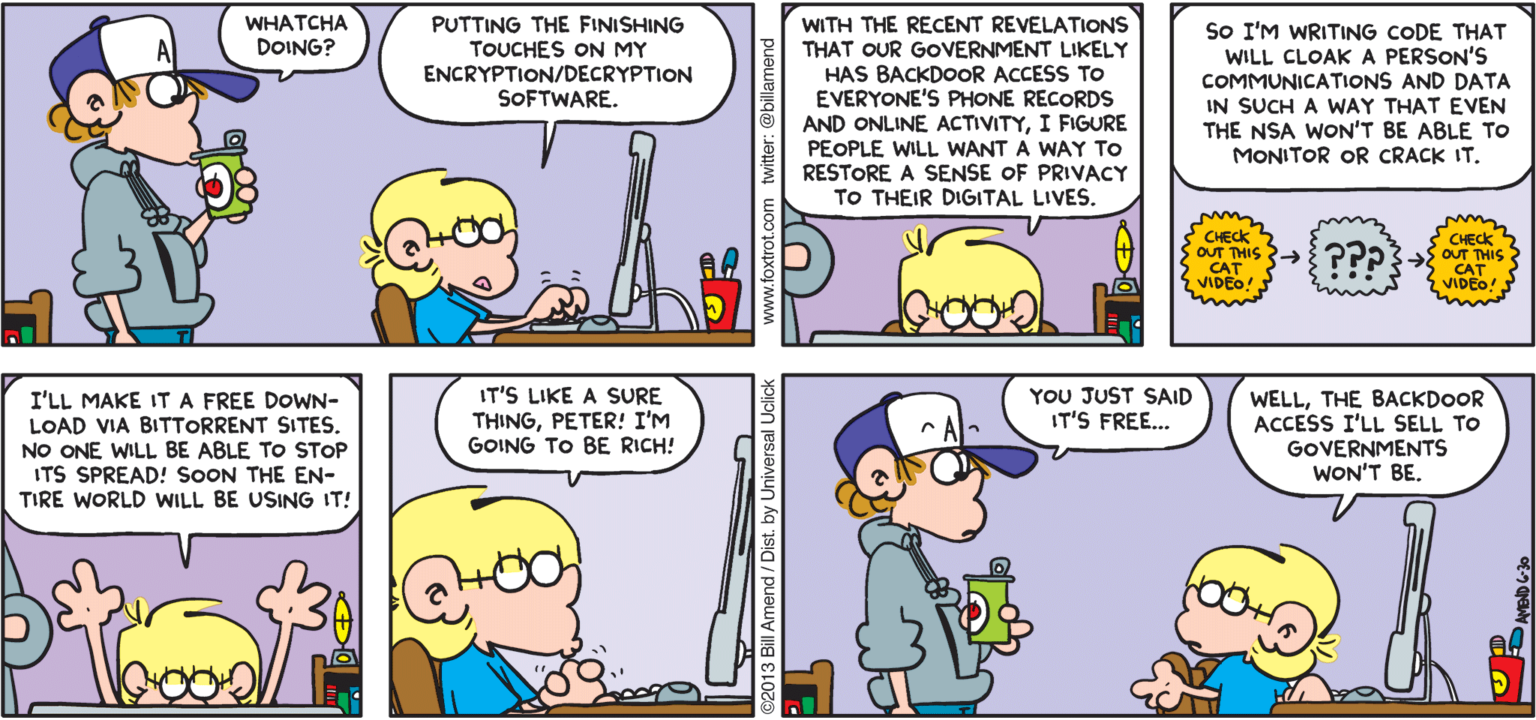 "Backdoor Bonanza" | Data - Privacy | FoxTrot Comics by Bill Amend