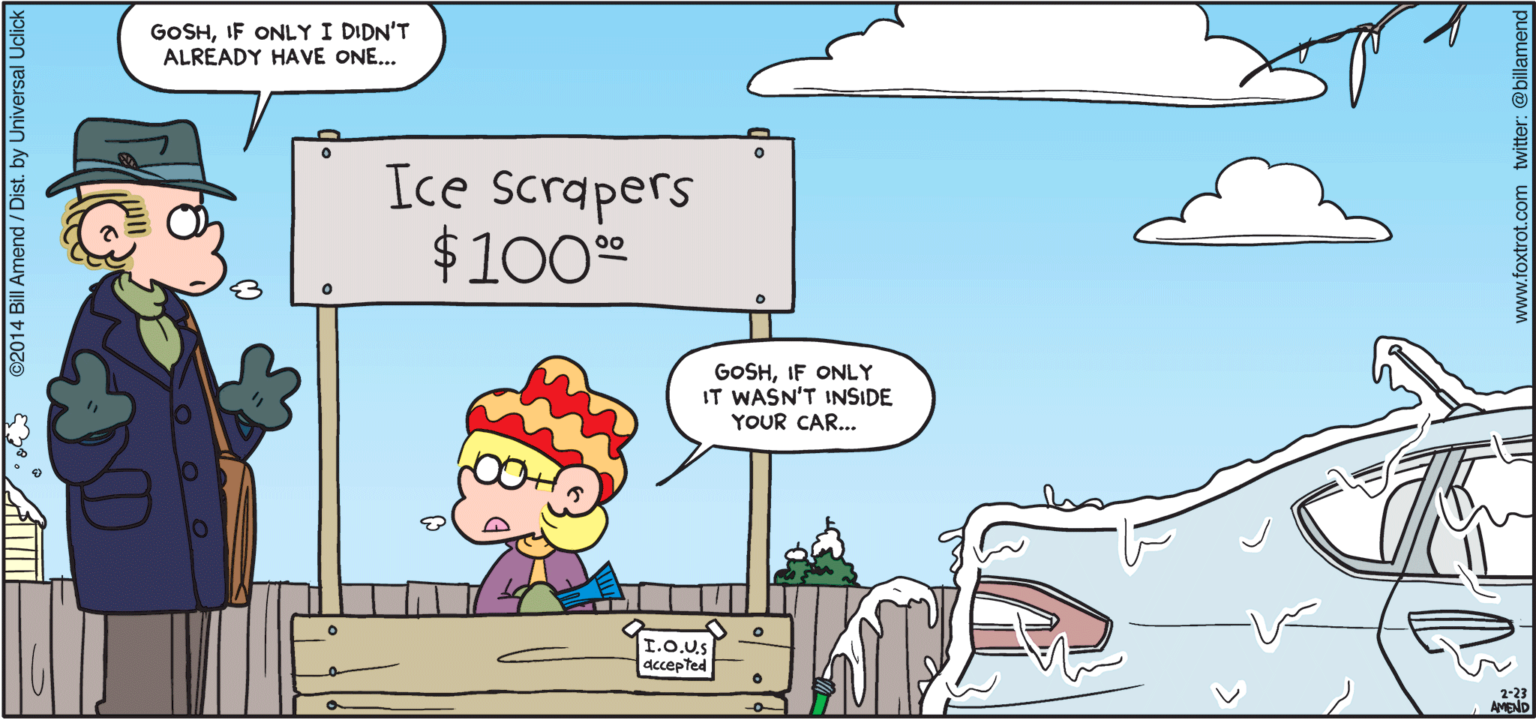 "Ice Blocked" | Winter | FoxTrot Comics by Bill Amend