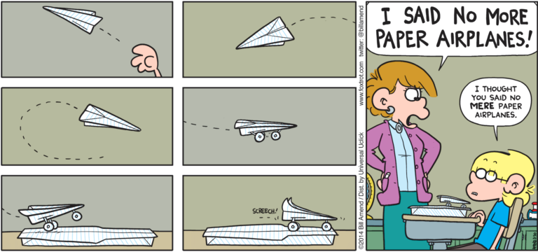 "Loop-de-loopholes" | Paper Airplanes | FoxTrot Comics by Bill Amend