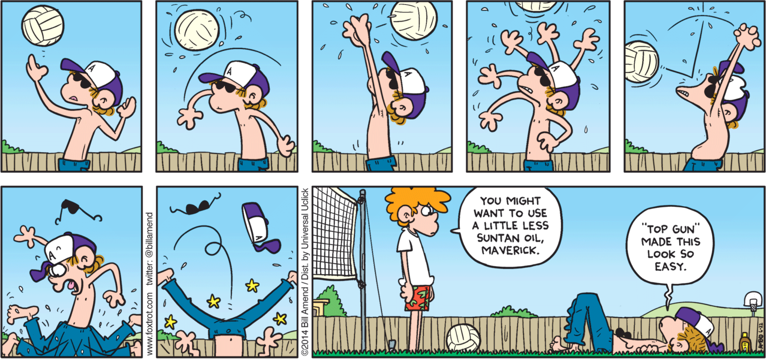 "Slippyball" | Volleyball - Top Gun | FoxTrot Comics by Bill Amend
