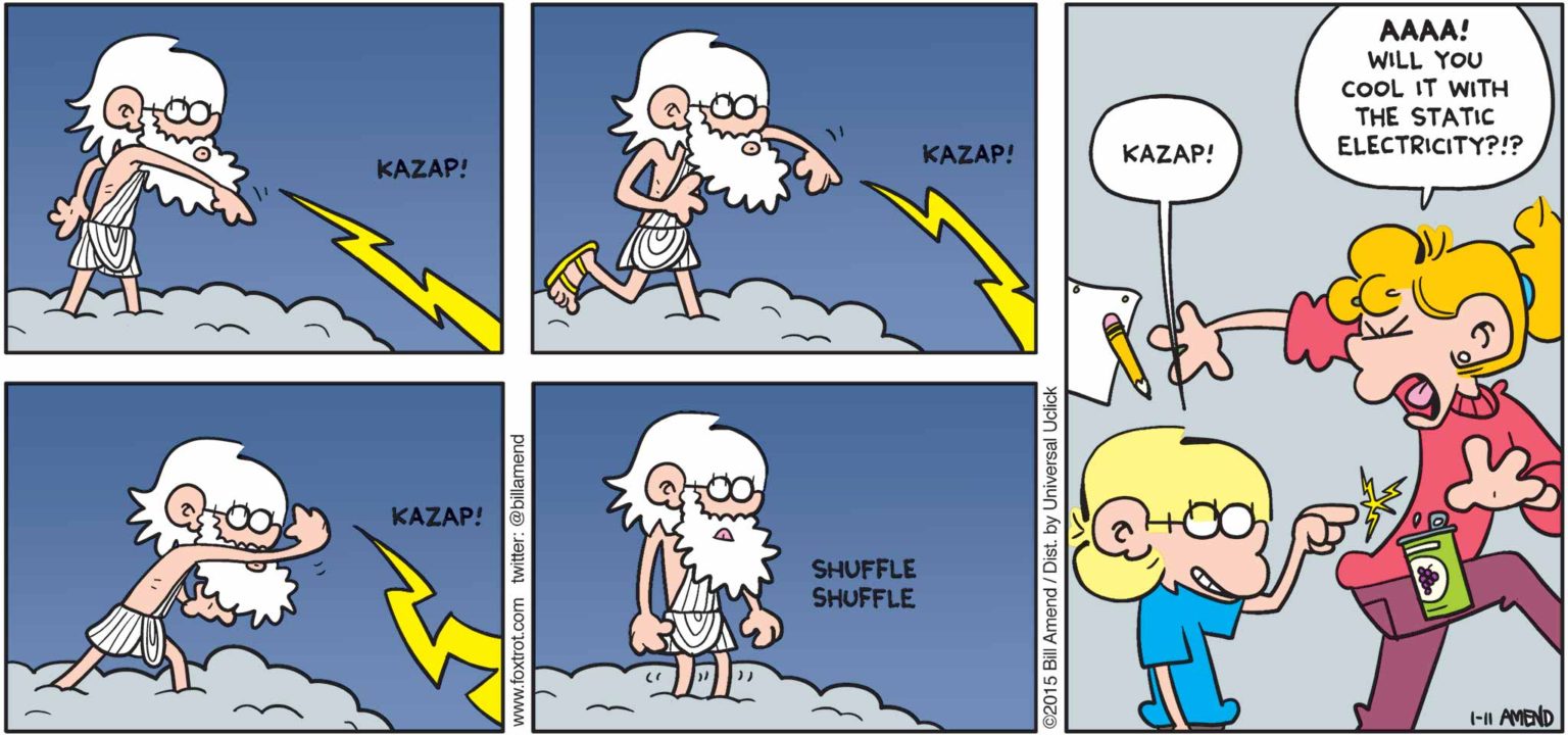 "Kazap!" | Static Electricity | FoxTrot Comics by Bill Amend