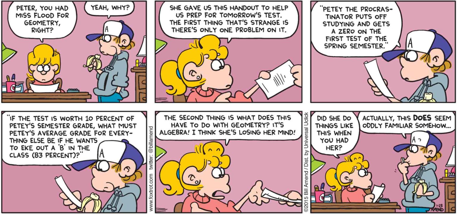 "Petey the Procrastinator" | Homework | FoxTrot Comics by Bill Amend