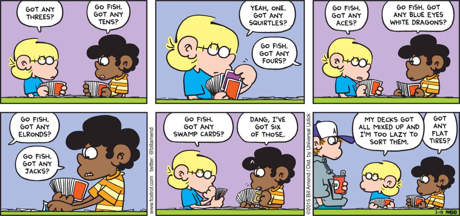 "All Decks On Hand" | Go Fish - Card Games | FoxTrot Comics by Bill Amend