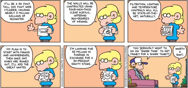 "Tank You Very Much" | Shark Tank | FoxTrot Comics by Bill Amend