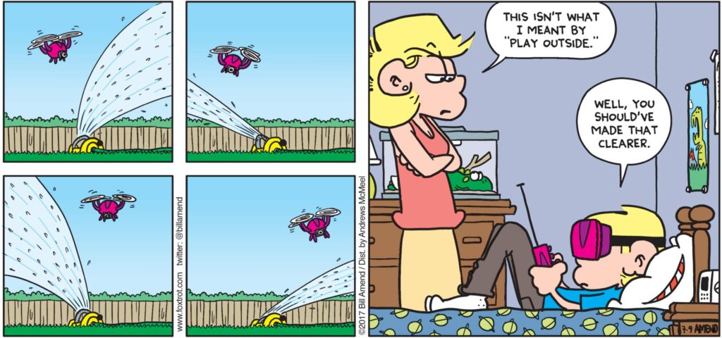 "Remote Chance" | Drones - VR | FoxTrot Comics by Bill Amend