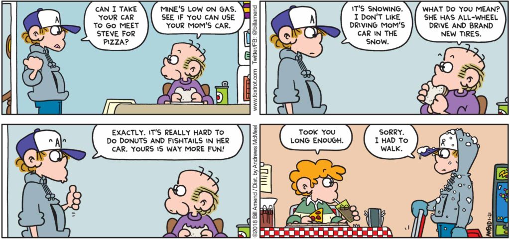 "Winter Driving" | Winter | FoxTrot Comics by Bill Amend