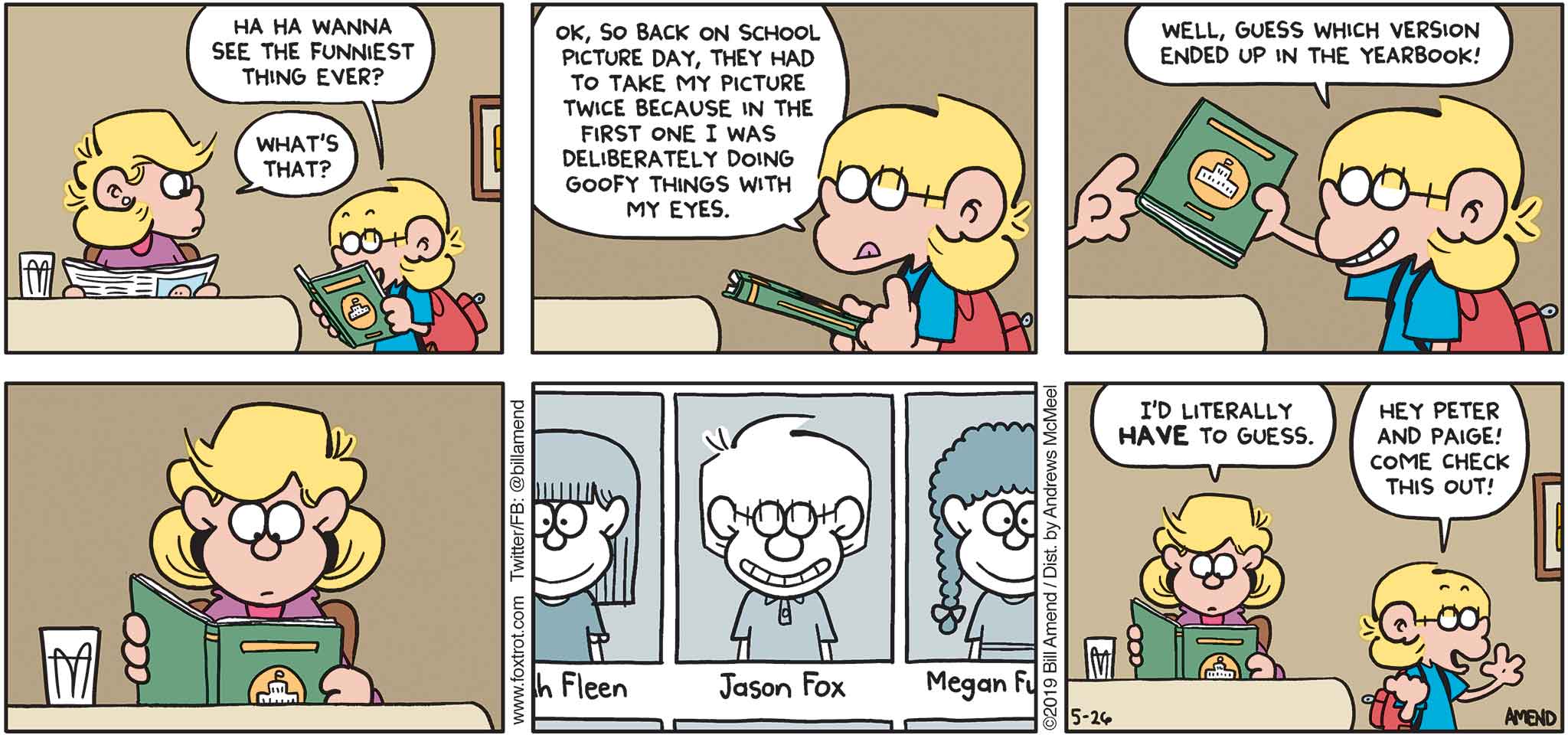 "Goofy Eyes" | School | FoxTrot Comics by Bill Amend