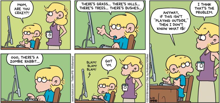 "Playing Outside" | Gaming | FoxTrot Comics by Bill Amend
