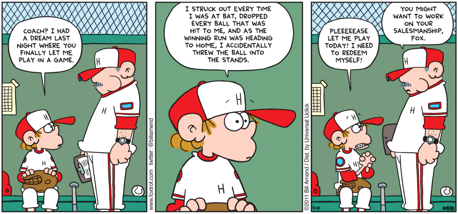 "Field of Nightmares" | Baseball | FoxTrot Comics by Bill Amend