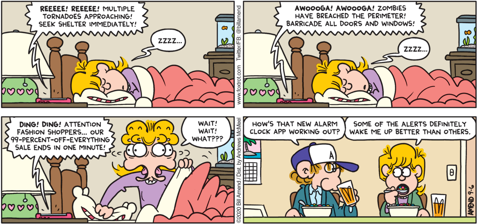 "Alarming" | Apps | FoxTrot Comics by Bill Amend