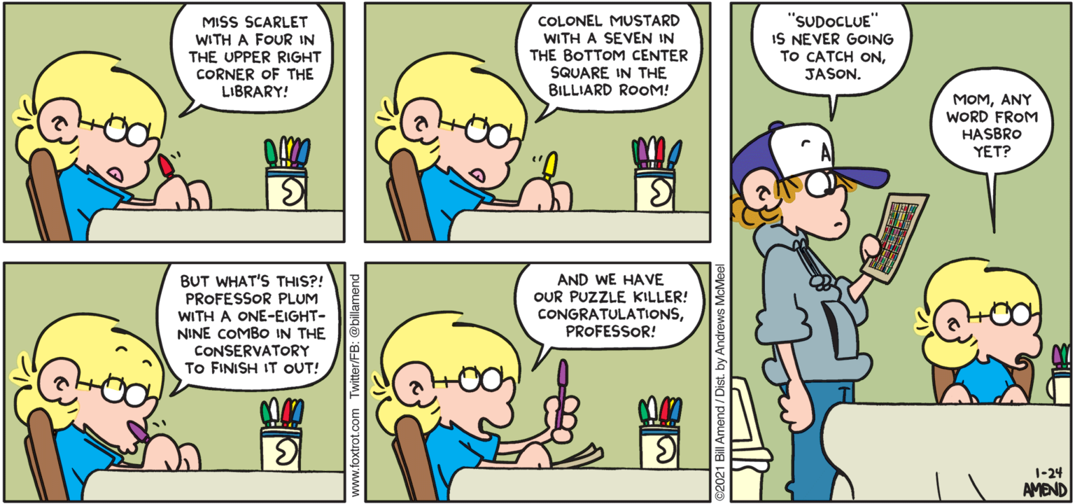 "Puzzle Killer" | Puzzles - Sudoku | FoxTrot Comics by Bill Amend
