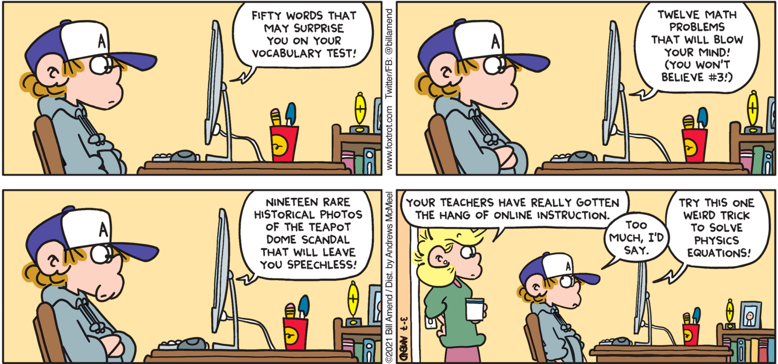 "Studybait" | School - Teacher | FoxTrot Comics by Bill Amend