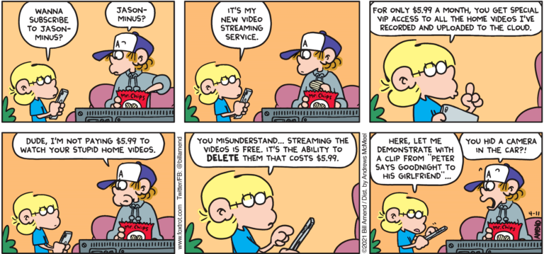 "Jason-Minus" | Streaming Services - TV | FoxTrot Comics by Bill Amend