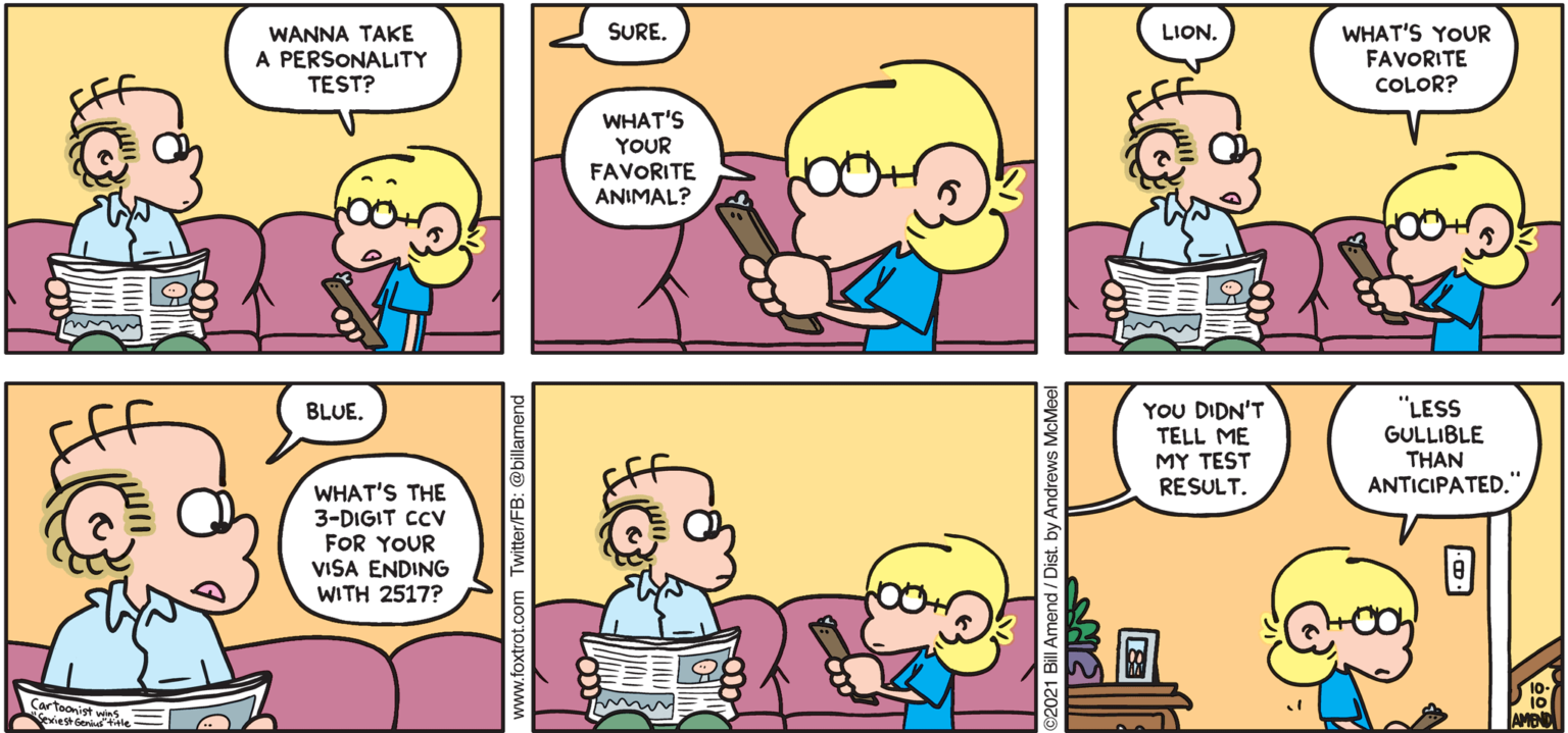 "Personality Test" | FoxTrot Comics by Bill Amend