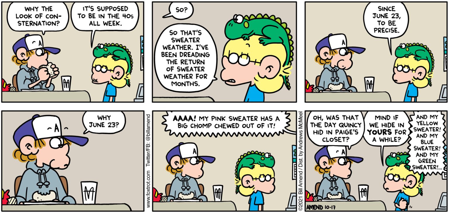 "Sweater Weather" | Fall Comics | FoxTrot Comics by Bill Amend