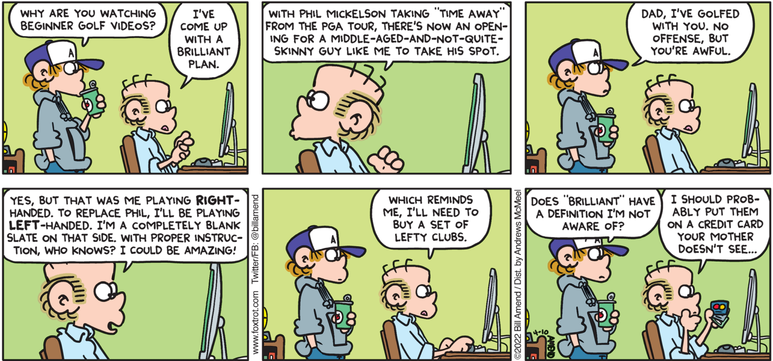 "Golfing Brilliance" | Golf - Phil Mickelson | FoxTrot Comics by Bill Amend
