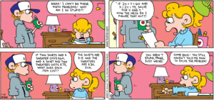 "Mathterial Girl" | Math Homework | FoxTrot Comics by Bill Amend