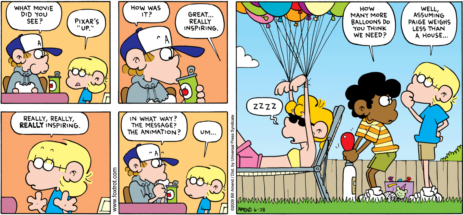 "Uppers" | Up - Movies | FoxTrot Comics by Bill Amend
