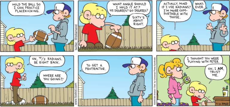 "Playing the Angles" | Football - Math | FoxTrot Comics by Bill Amend