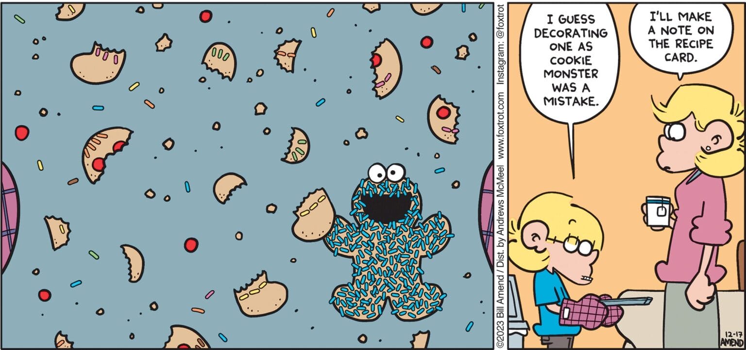 "Cookie Monster" | Christmas Cookies | FoxTrot Comics by Bill Amend