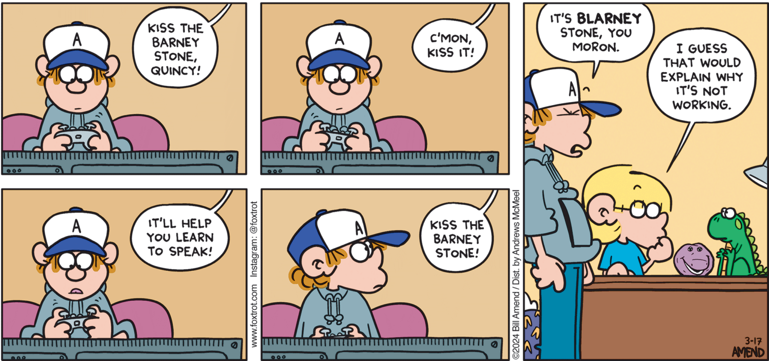 "Barney Stone" | St Patrick's Day | FoxTrot Comics by Bill Amend