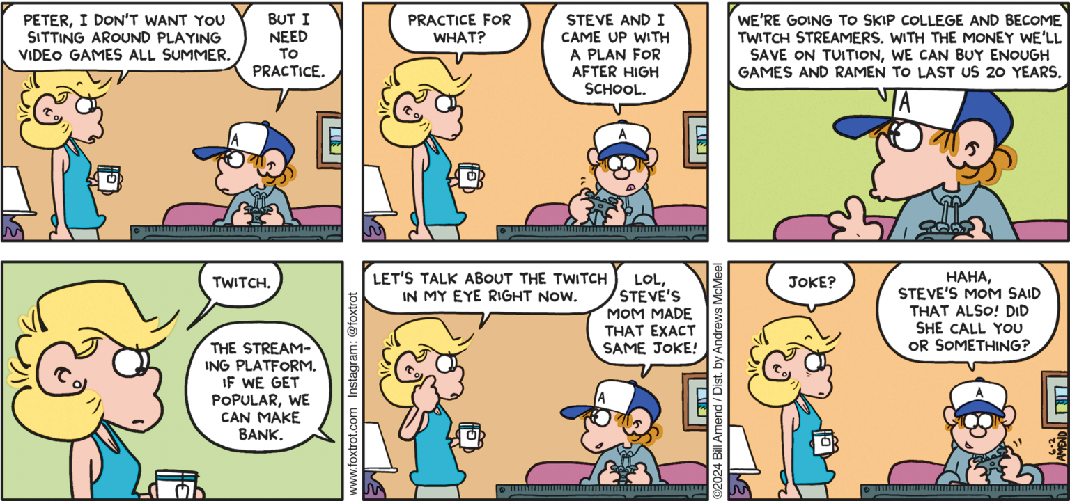 "Twitching" | Twitch - Summer | FoxTrot Comics by Bill Amend