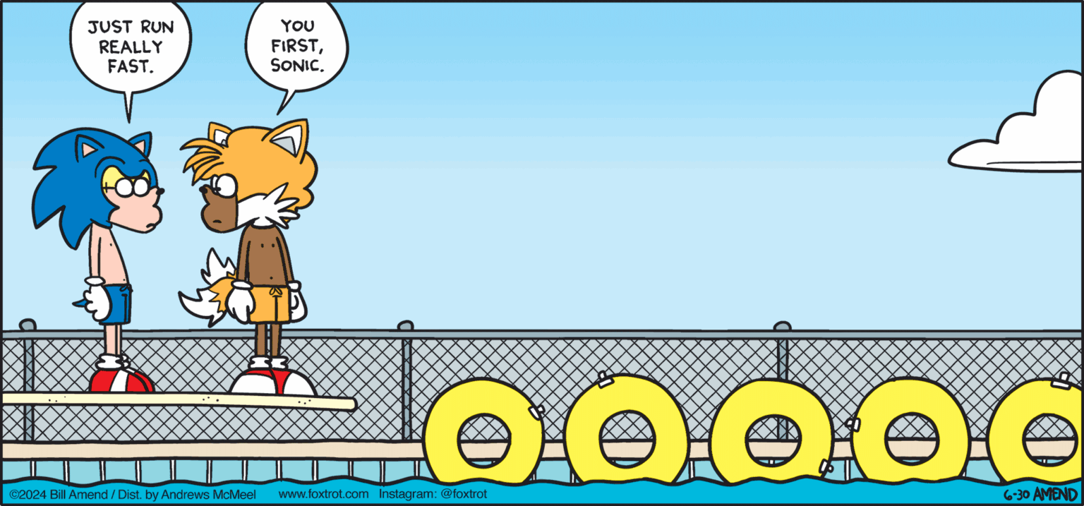"Sonic Splash" | Sonic the Hedgehog | FoxTrot Comics by Bill Amend