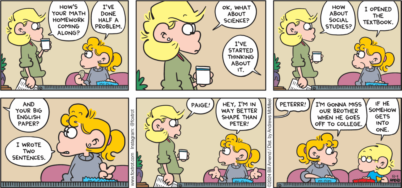 "Comparative Studies" | School - Homework | FoxTrot Comics by Bill Amend