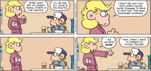 "Reverse Commute" | Driving - Physics | FoxTrot Comics by Bill Amend